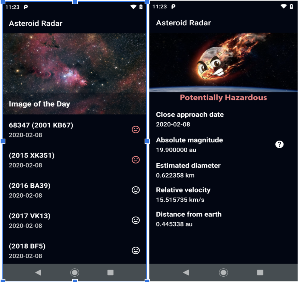 GitHub - moha-b/Asteroid-Radar: The NASA app Asteroid Radar allows you to see asteroids that are ...